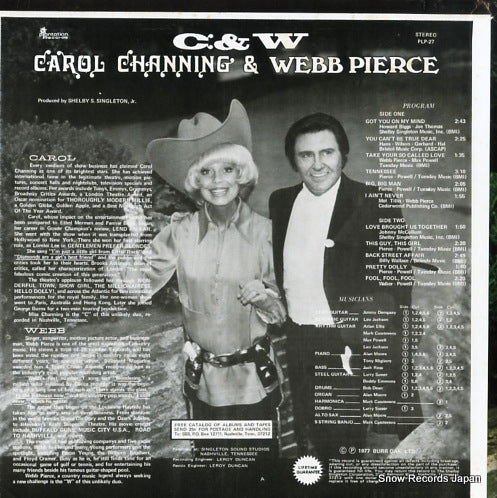 CHANNING, CAROL, AND WEBB PIERCE - c&w - PLP-27 | Snow Records Japan